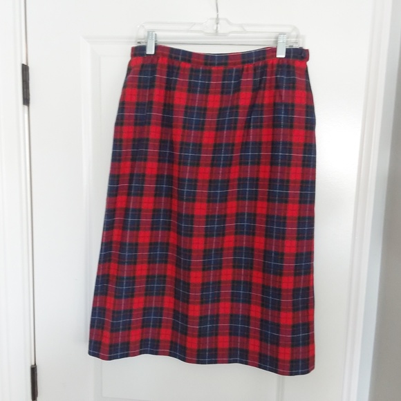 Pendleton | Skirts | True Vintage Pendleton Red Plaid Wool Pencil Skirt ...
